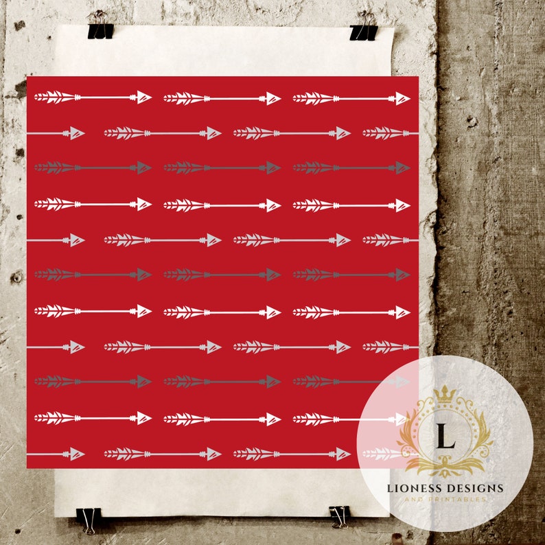 Arrow Red and Grey Digital Paper Pattern - Arrow Pattern for Personal ...