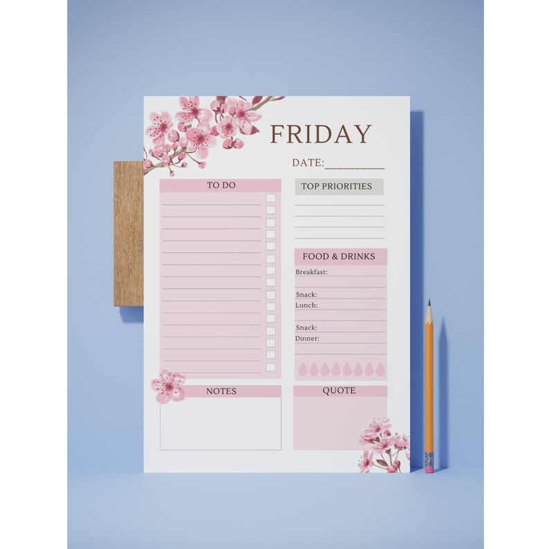 Cherry Blossom Daily Planner Printable - Etsy
