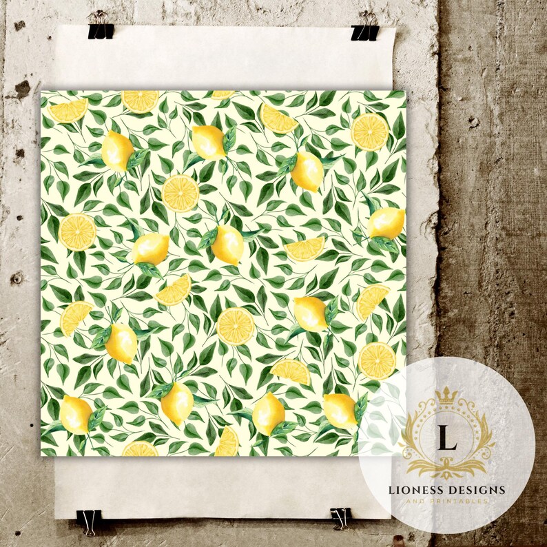 Lemons Seamless Digital Paper Pattern - Lemon Floral Pattern for ...