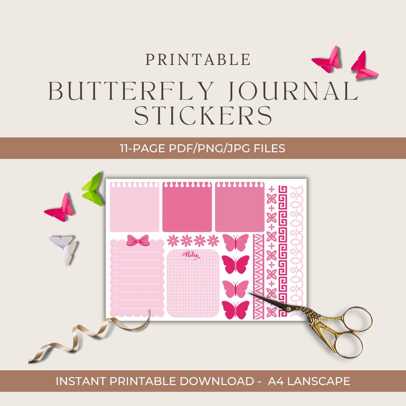 Butterfly Journal Stickers - Pink - Etsy