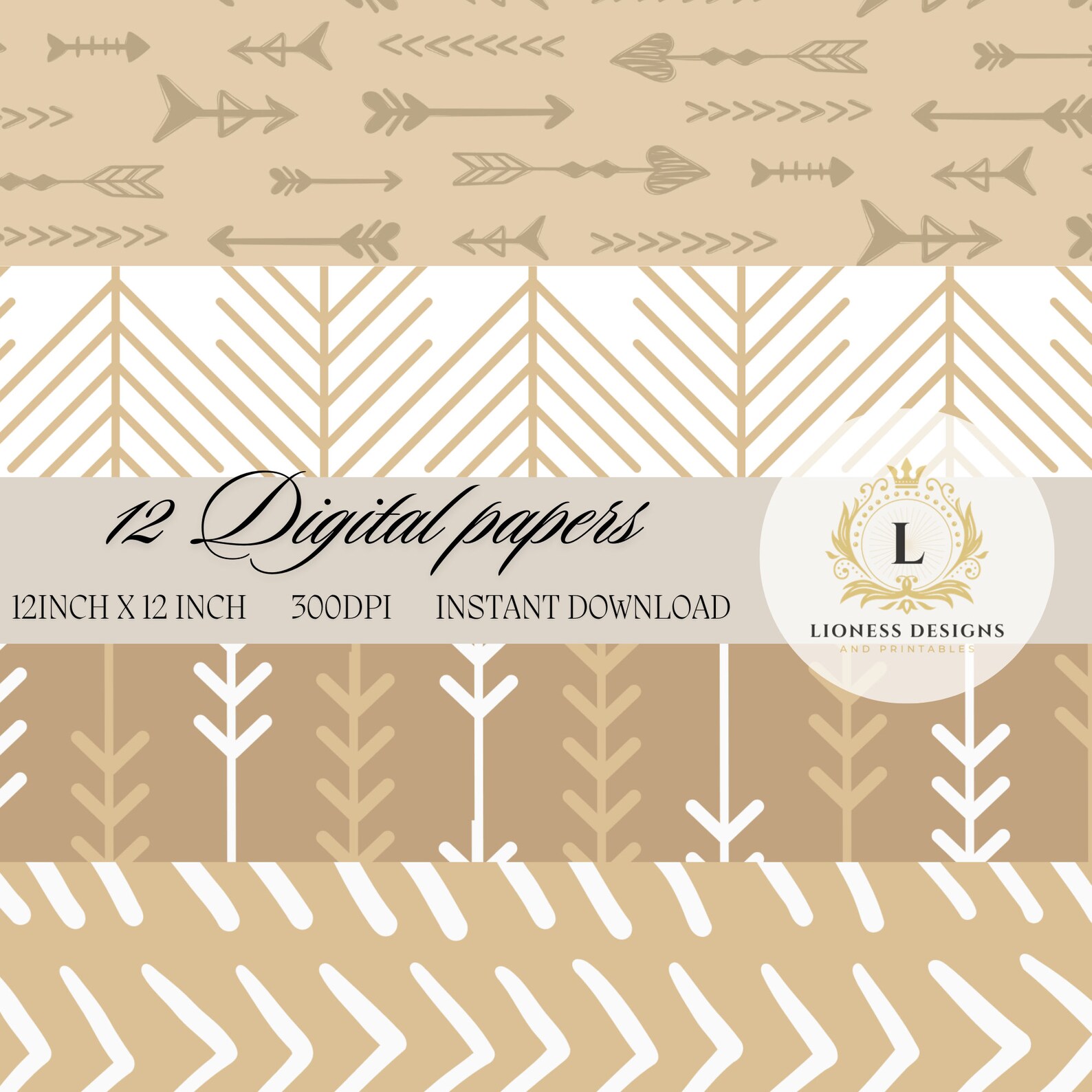 Arrow Neutral Digital Paper Pattern - Arrow Pattern for Personal and ...
