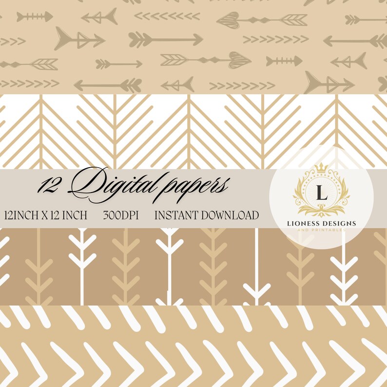 Arrow Neutral Digital Paper Pattern - Arrow Pattern for Personal and ...