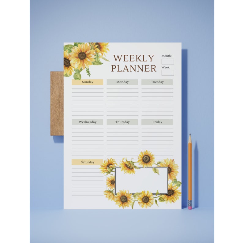 Sunflower Weekly Planner Printable - Etsy
