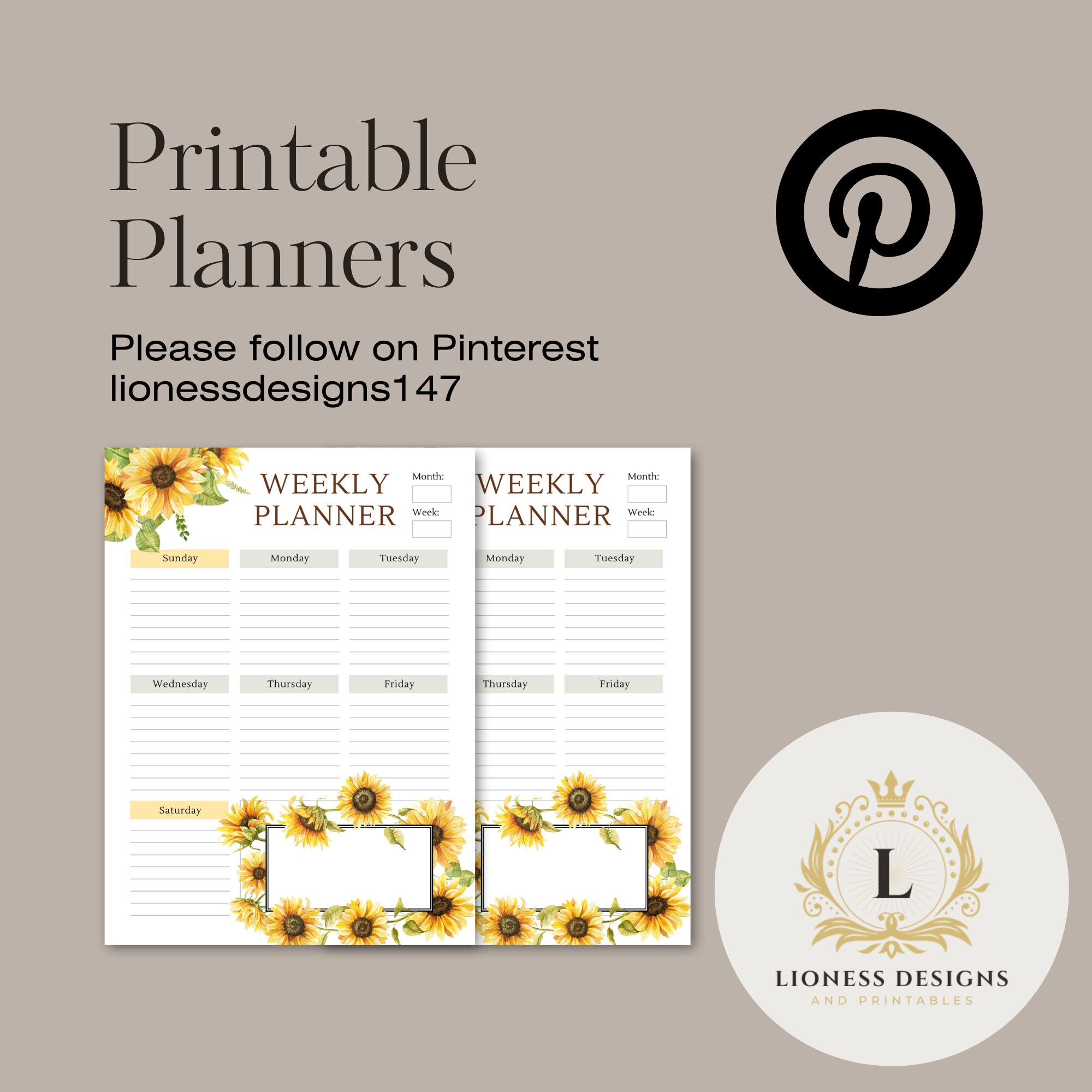 Sunflower Weekly Planner Printable - Etsy