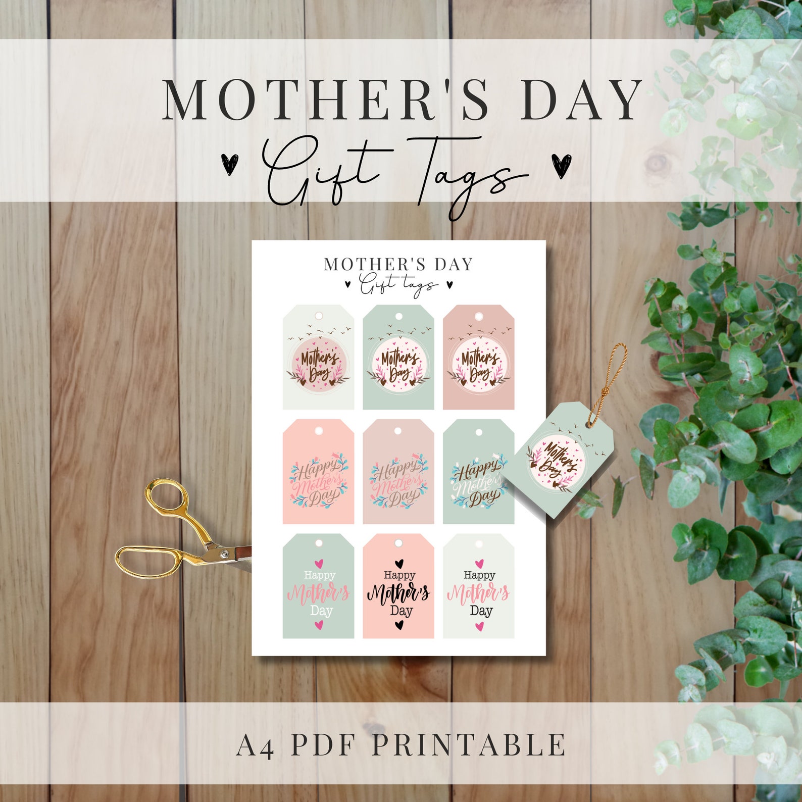 Mother's Day Gift Tag Mint, Printable Gift Tag, Mother's Day Printable ...