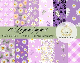 Daisy Seamless Digital Paper Pattern Multicolor Daisy Floral Pattern ...