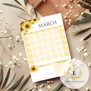 Sunflower Monthly Planner Printable - Etsy