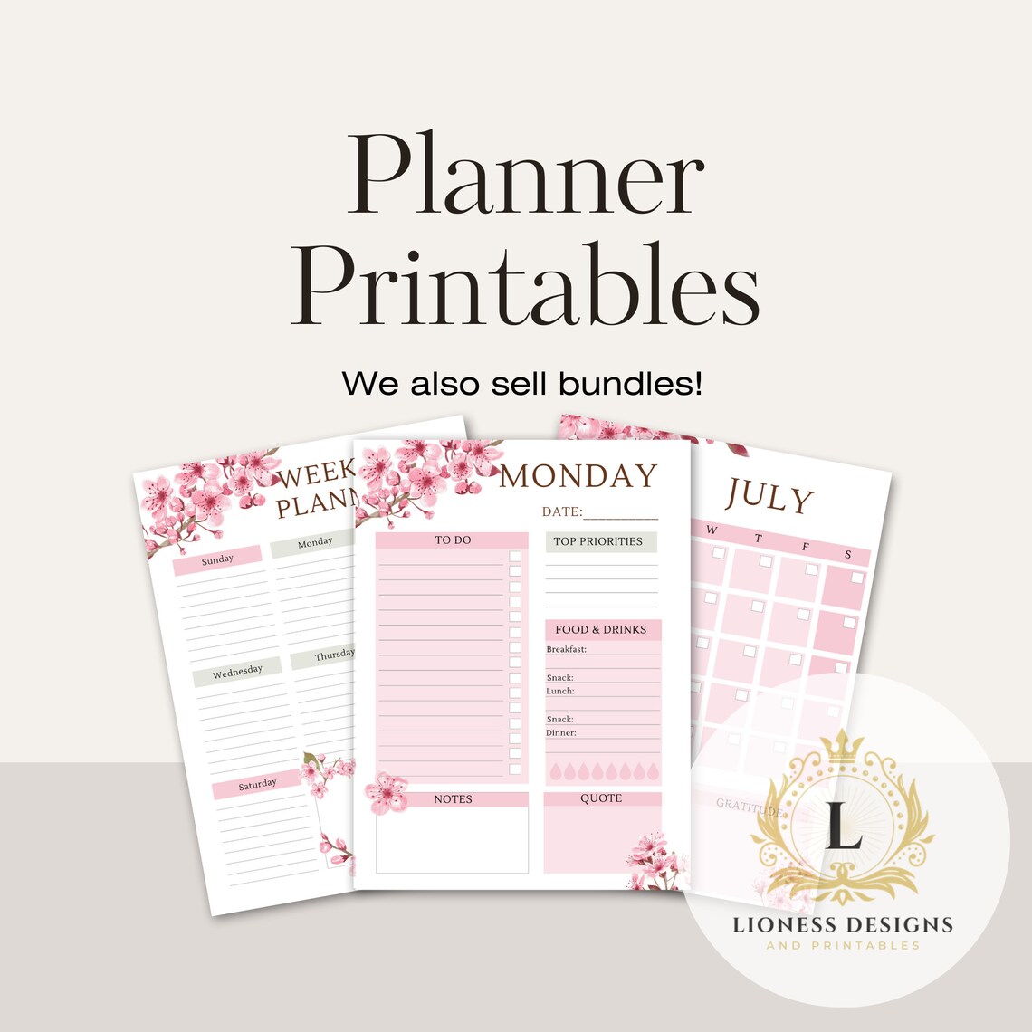 Cherry Blossom Daily Planner Printable - Etsy