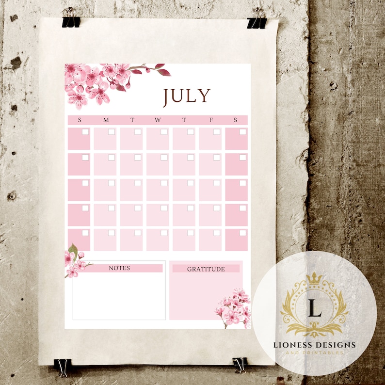 Cherry Blossom Monthly Planner Printable - Etsy