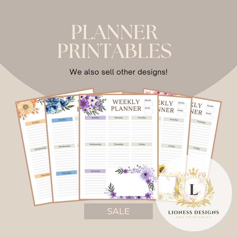 Purple Flower Weekly Planner Printable - Etsy