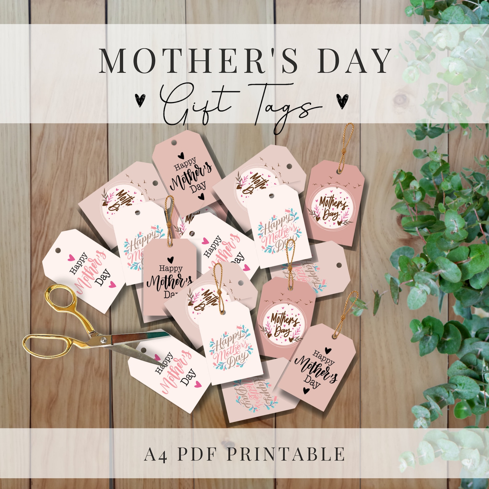 Mother's Day Gift Tag - Beige, Printable Gift Tag, Mother's Day ...