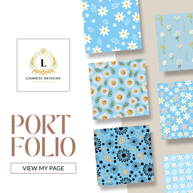 Blue Daisy Seamless Digital Paper Pattern - Daisy Floral Pattern for ...