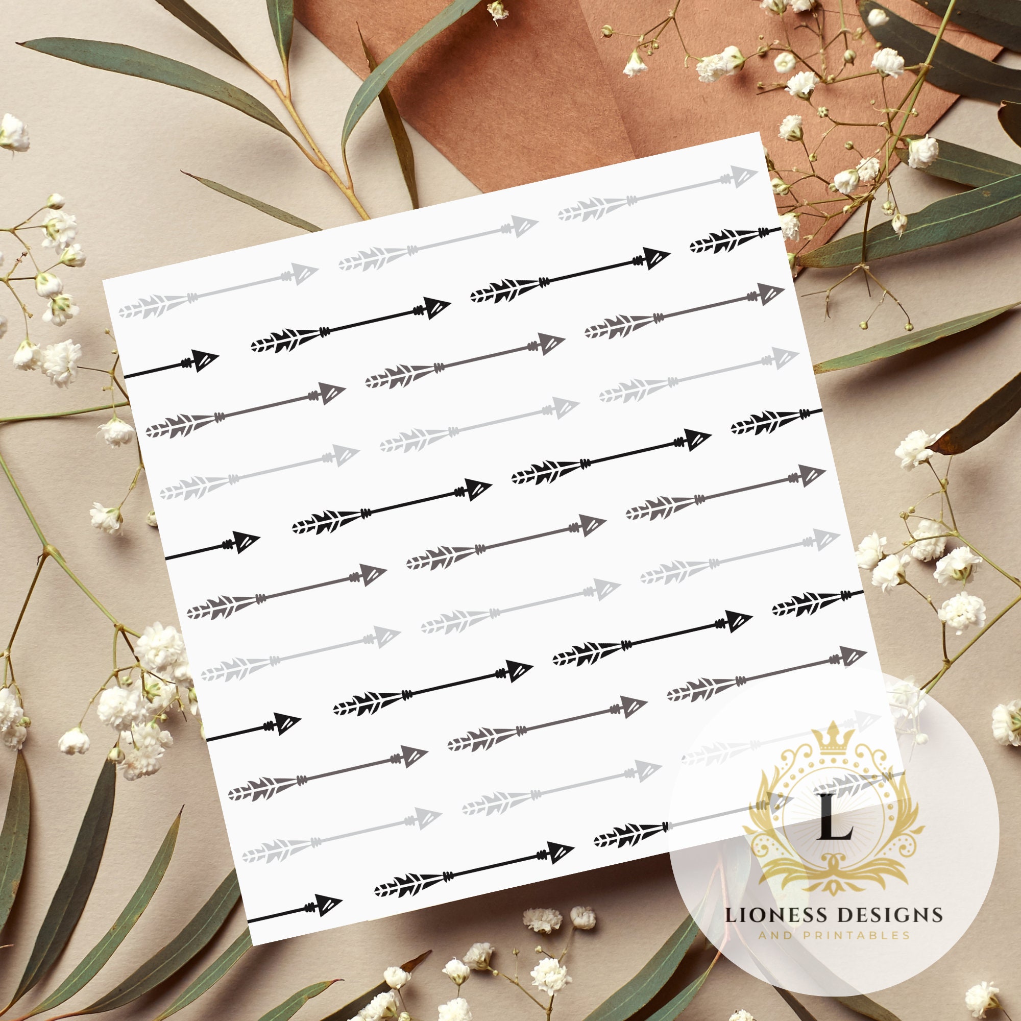 Arrow Black, Grey and White Digital Paper Pattern Arrow Pattern for ...