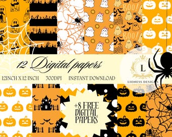 20 Seamless Halloween Themed Digital Papers, Seamless Commercial Use ...