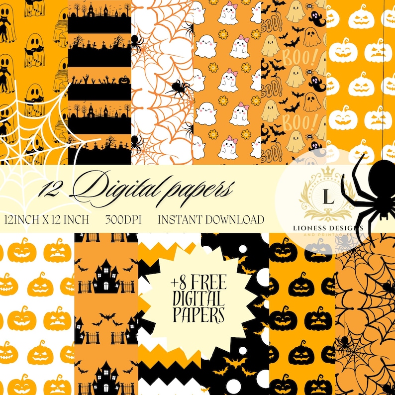 20 Seamless Halloween Themed Digital Papers, Seamless Commercial Use ...