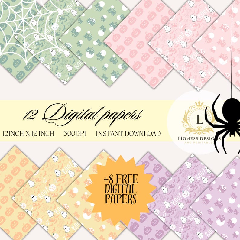20 Seamless Halloween Themed Digital Papers, Seamless Commercial Use ...