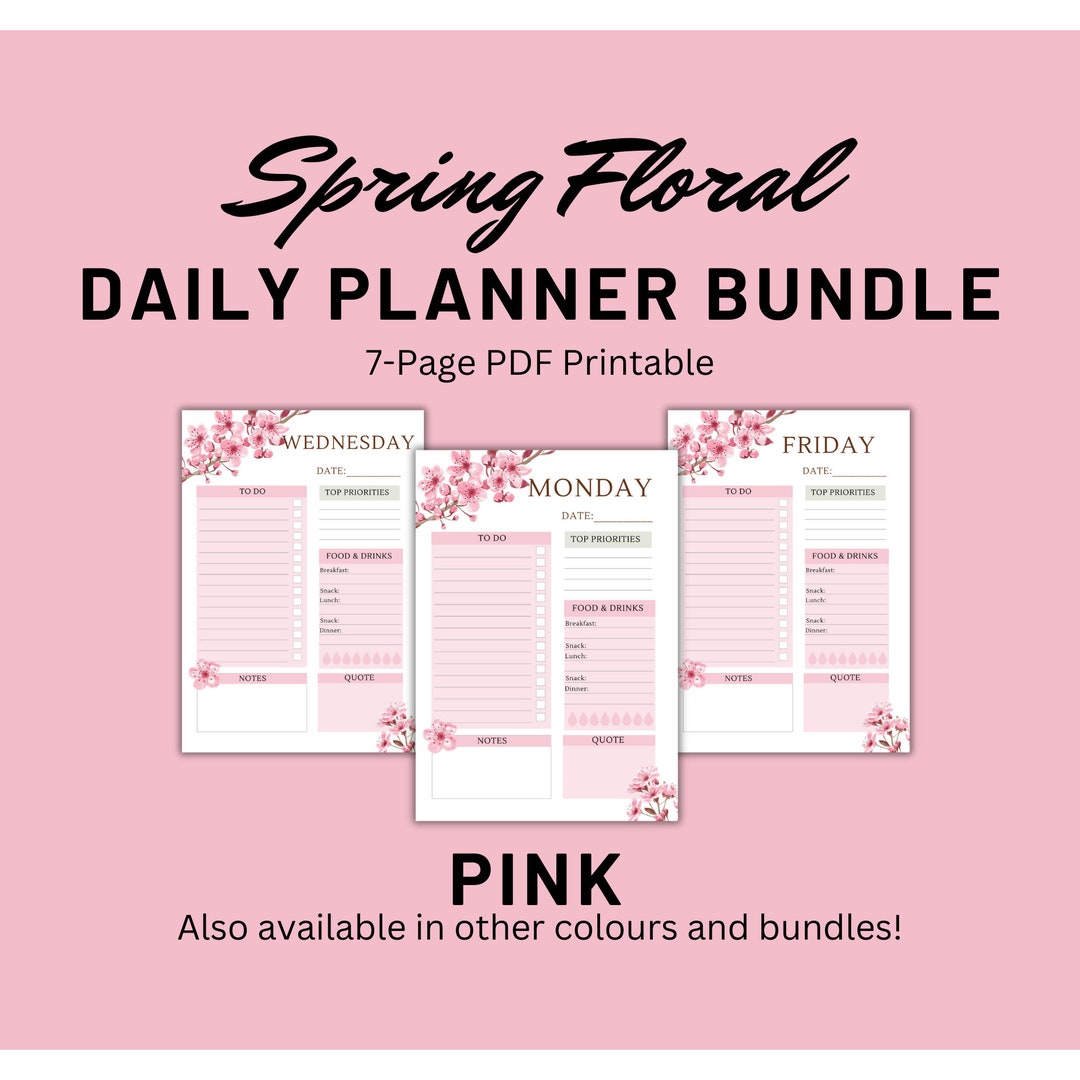 Cherry Blossom Daily Planner Printable - Etsy