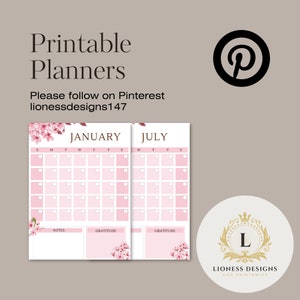 Cherry Blossom Monthly Planner Printable - Etsy