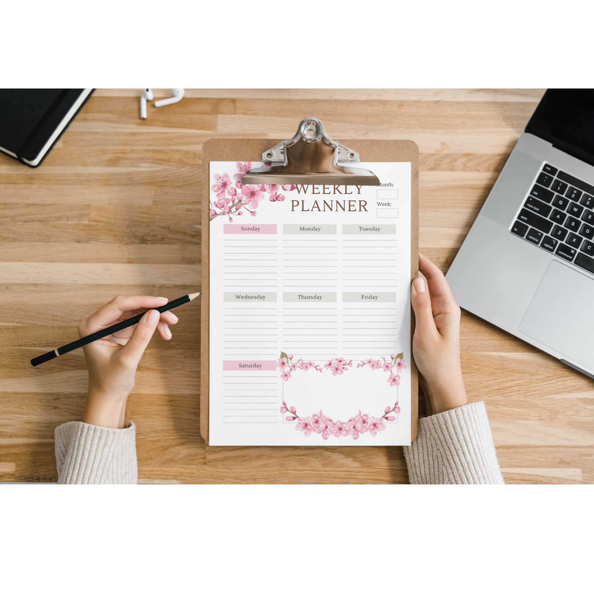 Cherry Blossom Weekly Planner Printable - Etsy