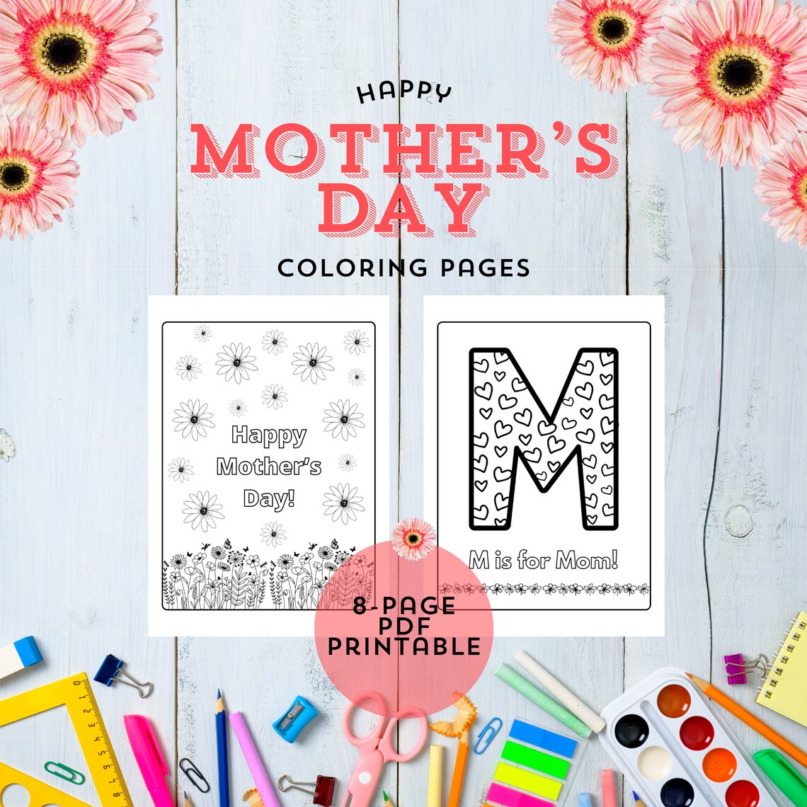 Mothers Day Coloring Pages for Kids, Happy Mother's Day Cute Coloring ...