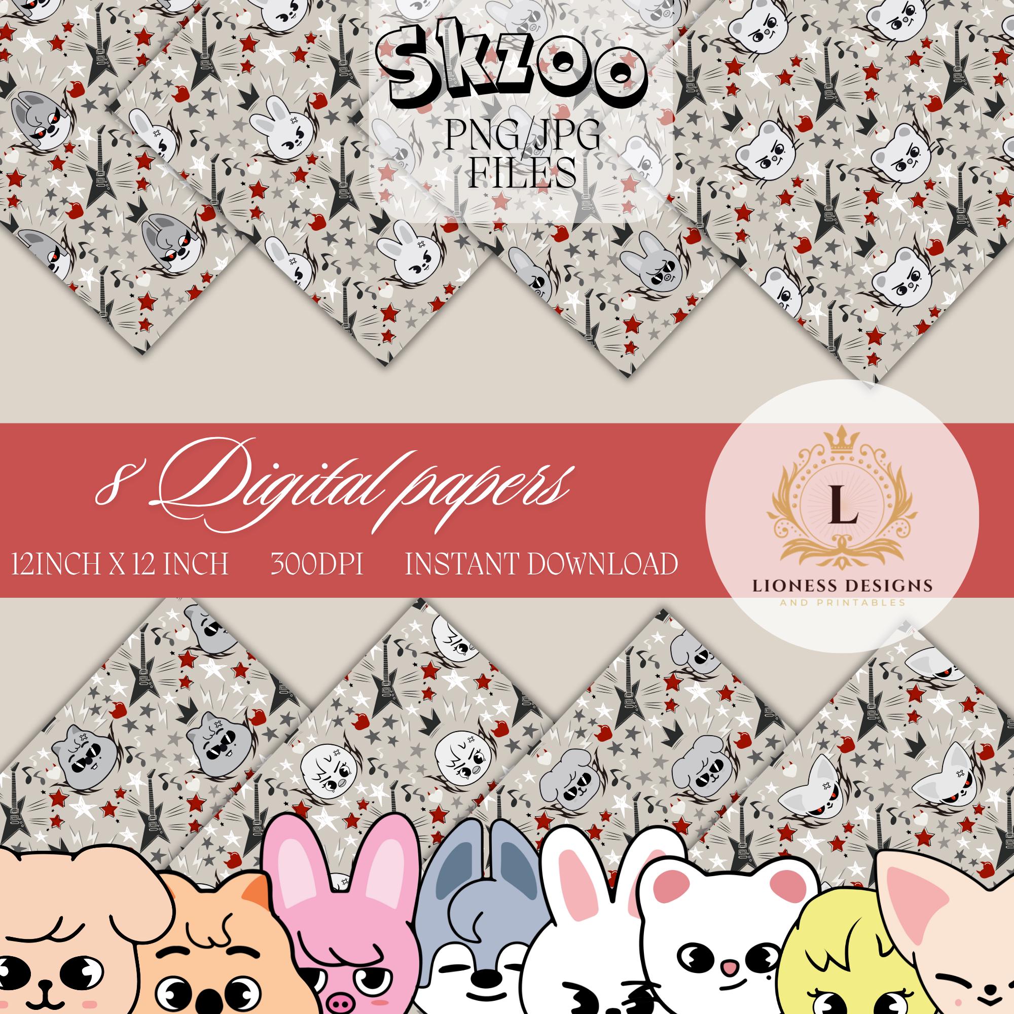 Evil Skzoo Digital Paper Straykids Seamless Wallpaper Grey Design Kpop ...