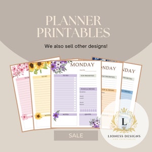 Purple Flower Daily Planner Printable - Etsy
