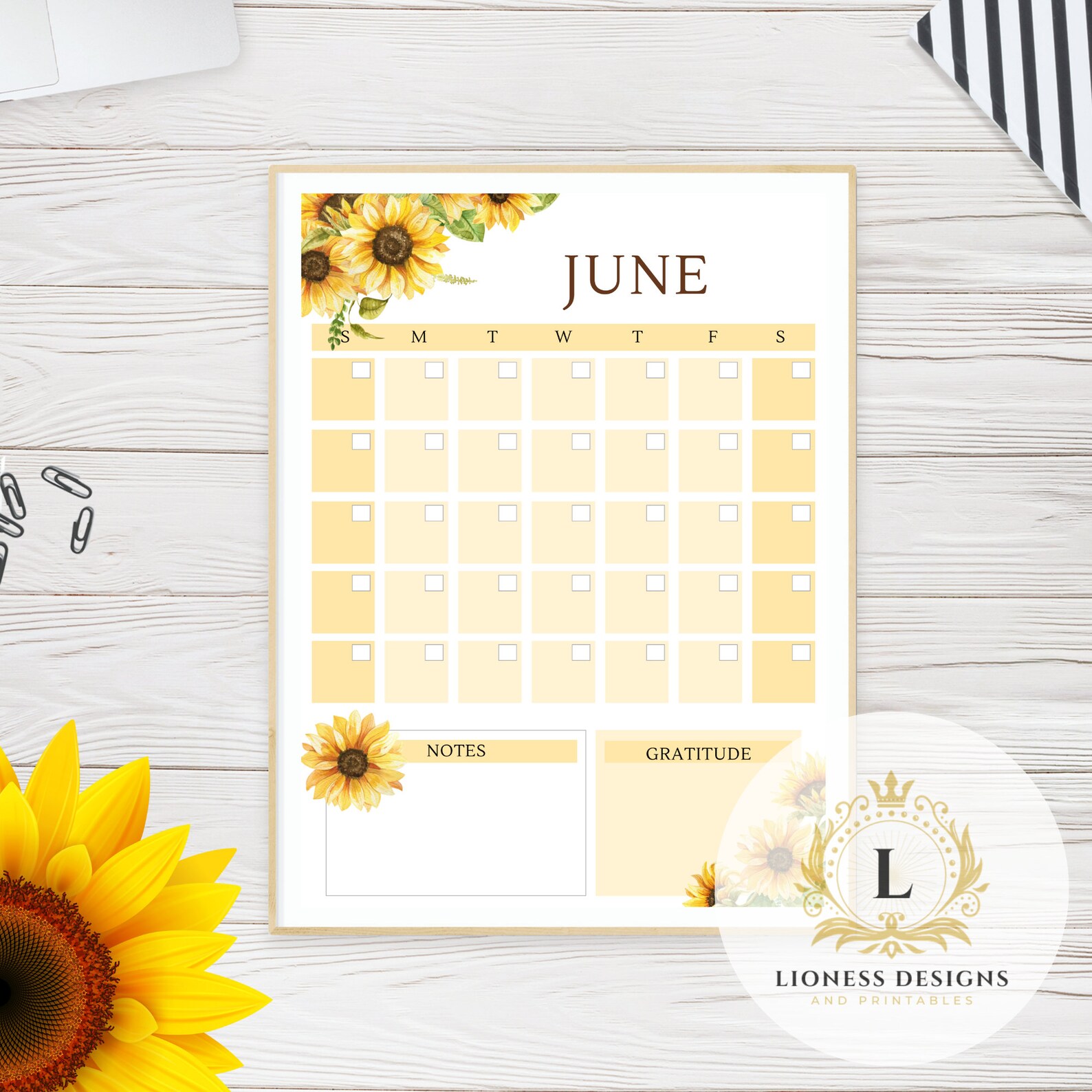 Sunflower Monthly Planner Printable - Etsy