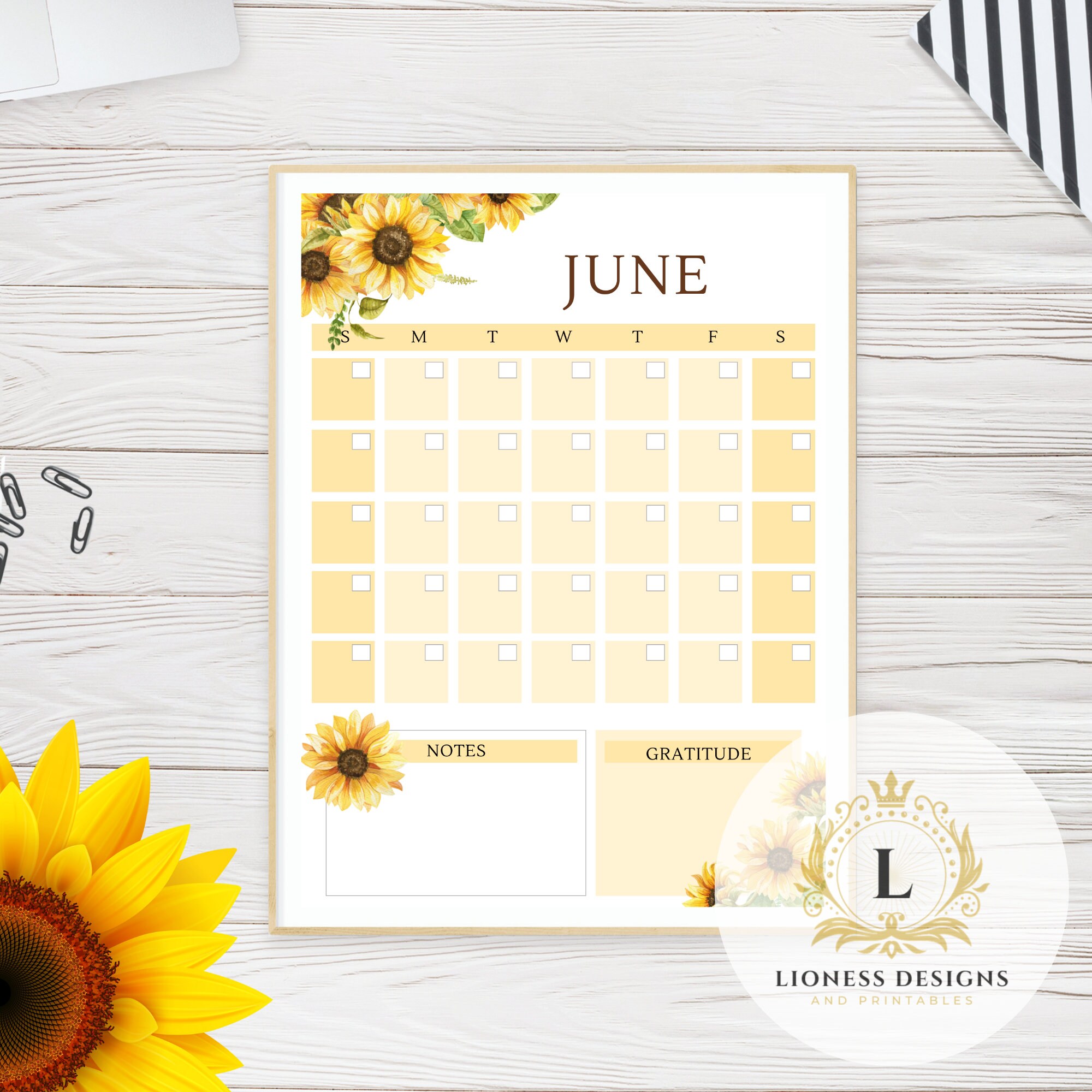 Sunflower Monthly Planner Printable - Etsy