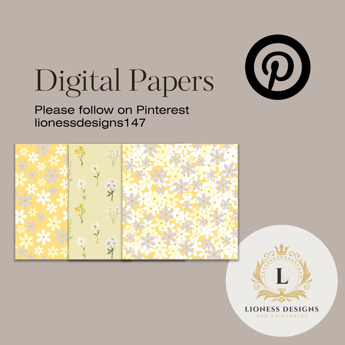 Yellow Daisy Seamless Digital Paper Pattern Daisy Floral Pattern for ...