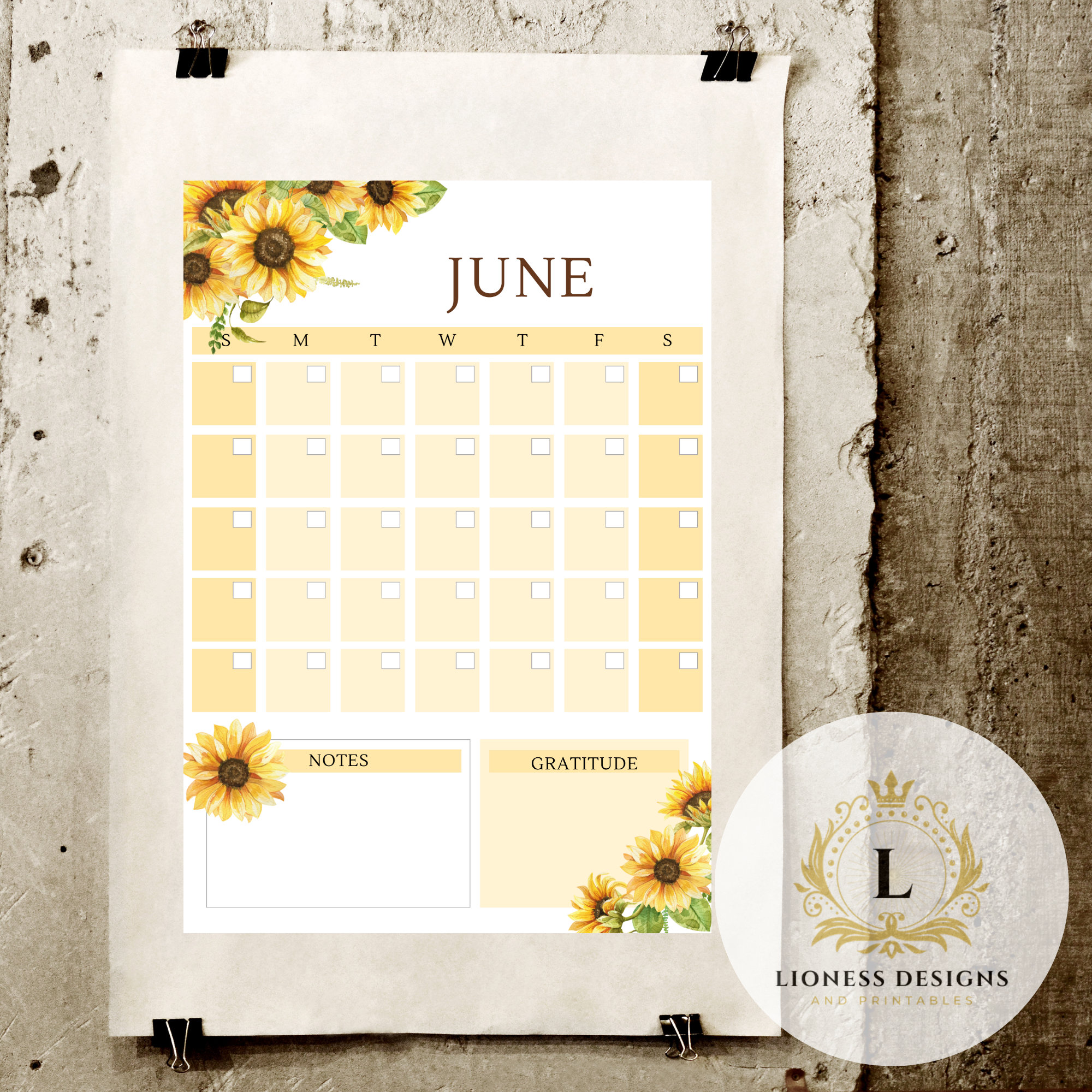 Sunflower Monthly Planner Printable - Etsy