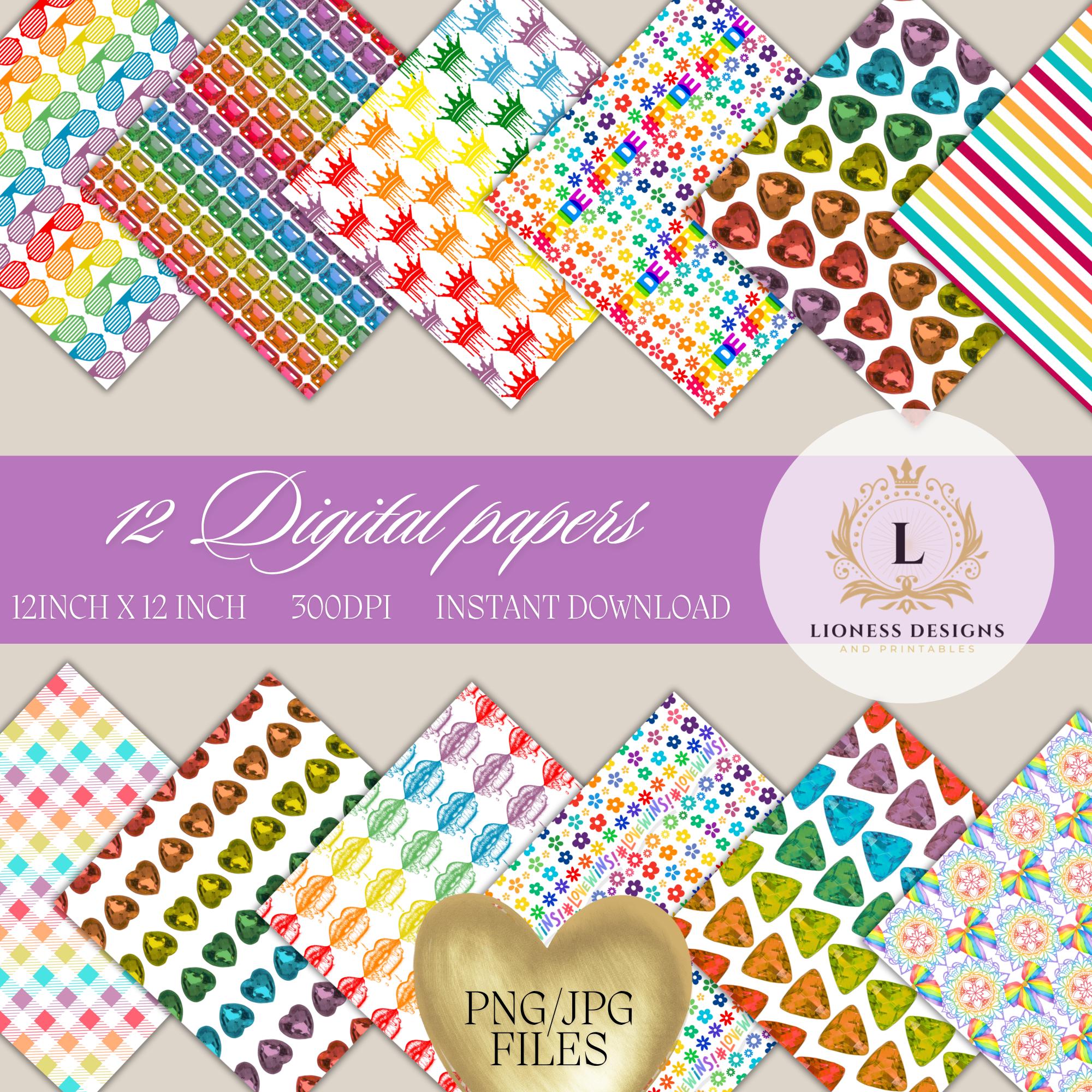 Pride Month Seamless Digital Paper Pattern - Rainbow Colored LGBTQ+ ...