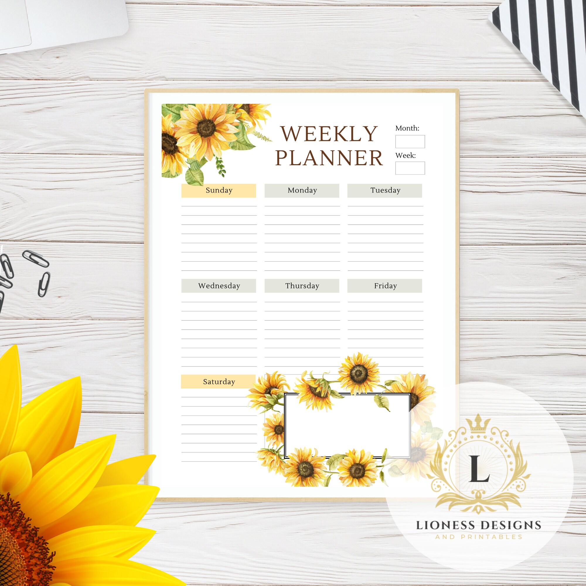 Sunflower Weekly Planner Printable - Etsy