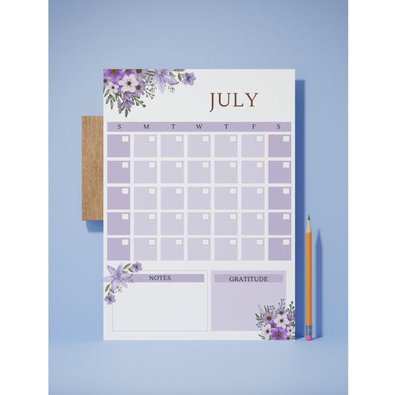 Purple Flower Full Yearly Planner Printable - Etsy
