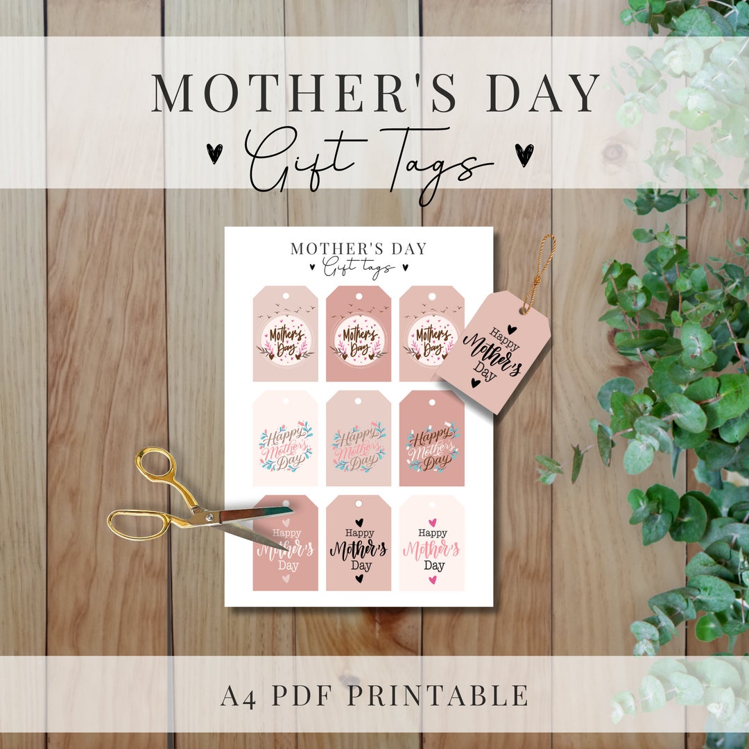 Mother's Day Gift Tag - Beige, Printable Gift Tag, Mother's Day ...