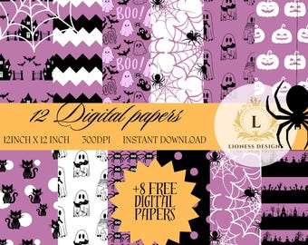 20 Seamless Halloween Themed Digital Papers, Seamless Commercial Use ...
