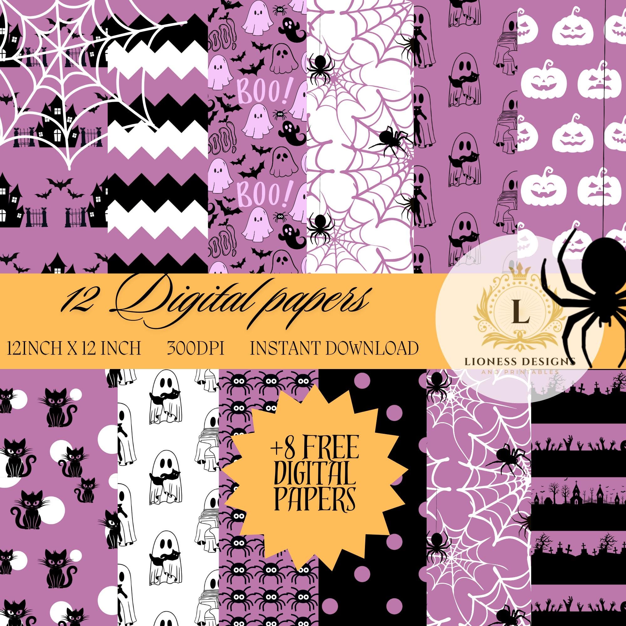 20 Seamless Halloween Themed Digital Papers, Seamless Commercial Use ...