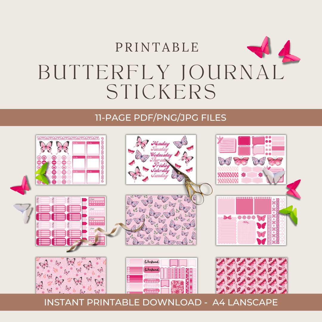 Butterfly Journal Stickers - Pink - Etsy