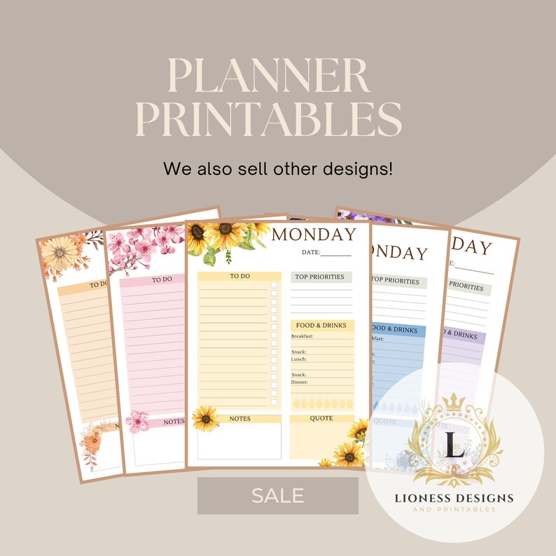 Sunflower Daily Planner Printable - Etsy