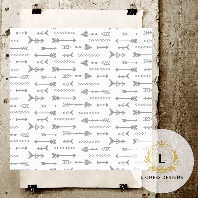 Arrow Black, Grey and White Digital Paper Pattern Arrow Pattern for ...