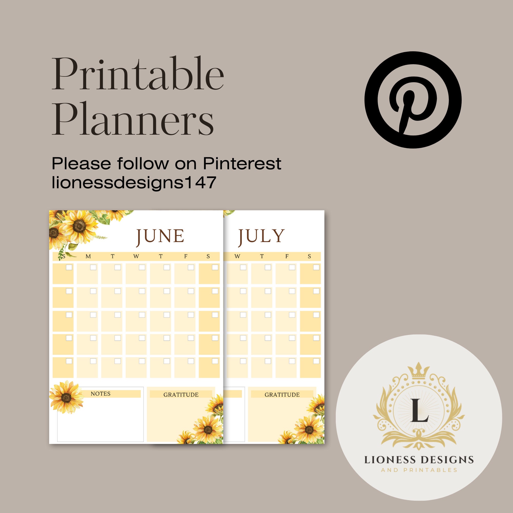 Sunflower Monthly Planner Printable - Etsy