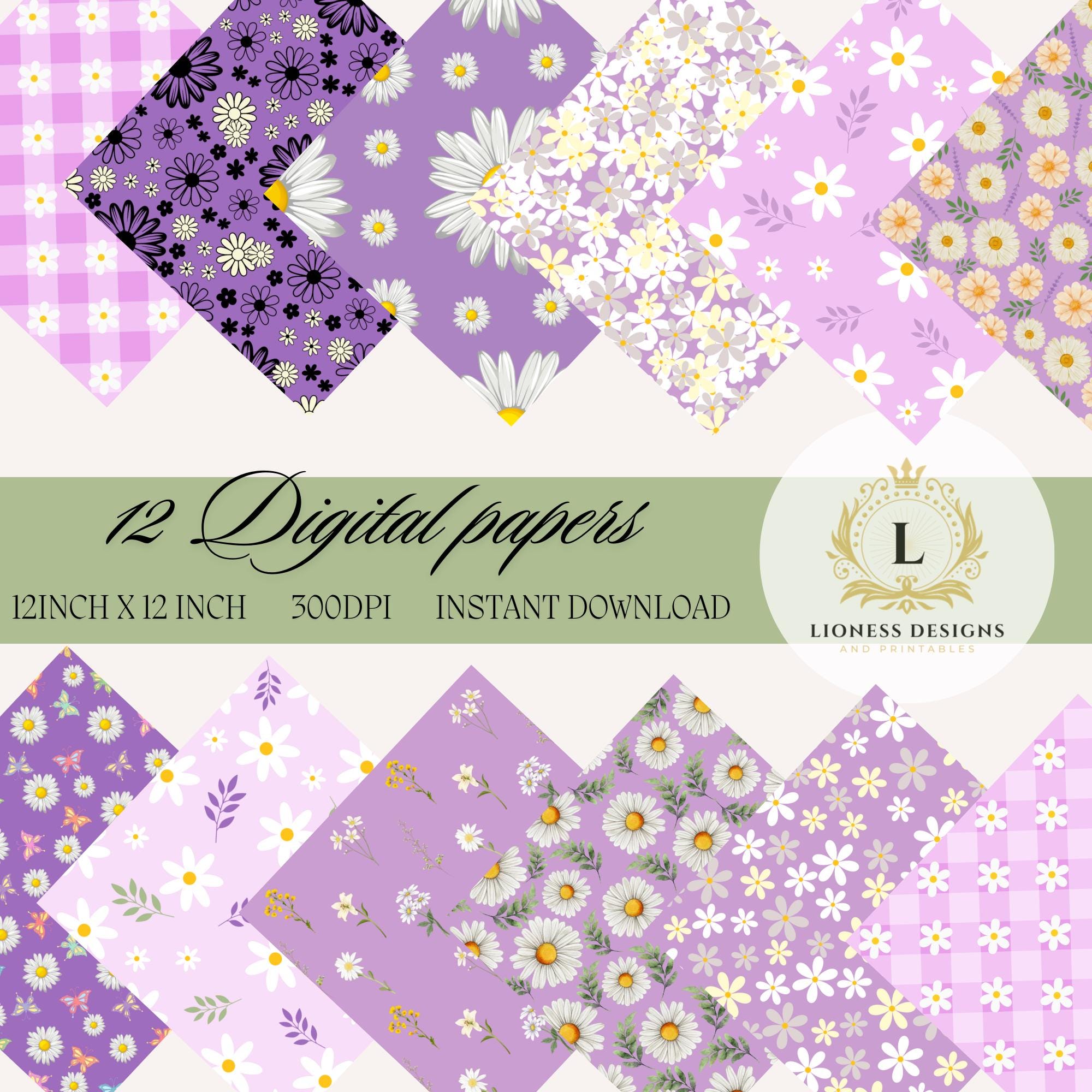 Purple Daisy Seamless Digital Paper Pattern - Daisy Floral Pattern for ...