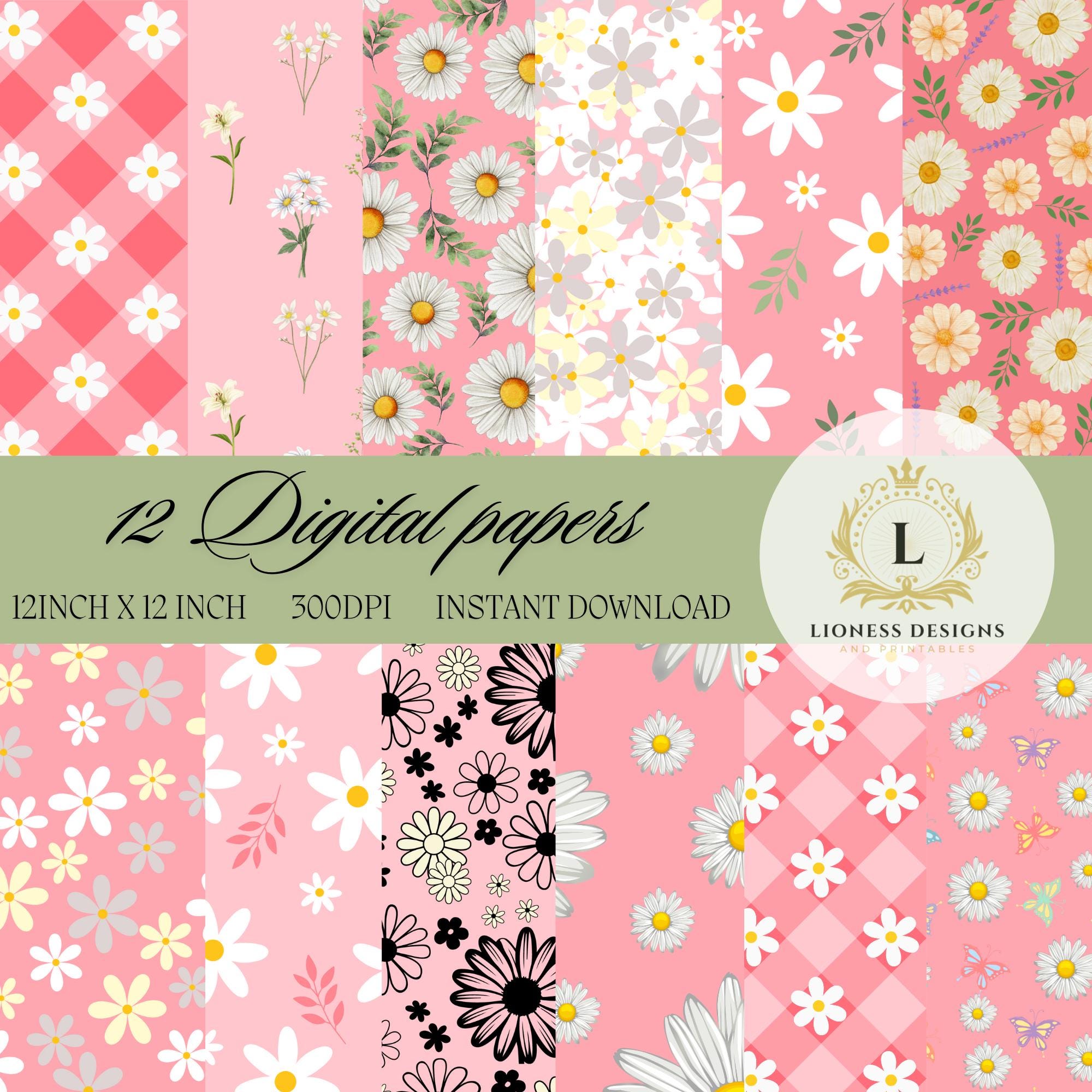 Pink Daisy Seamless Digital Paper Pattern - Daisy Floral Pattern for ...