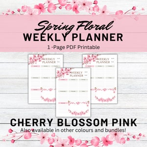 Cherry Blossom Weekly Planner Printable - Etsy
