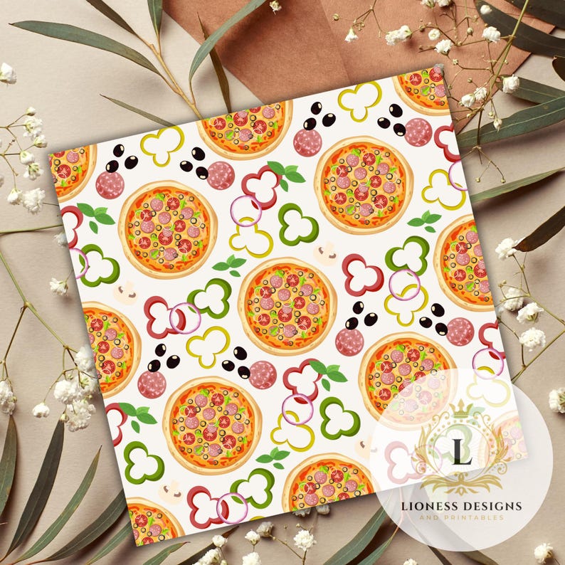 Restaurant Food Seamless Patterns, Black White and Beigh, Scrapbooking ...