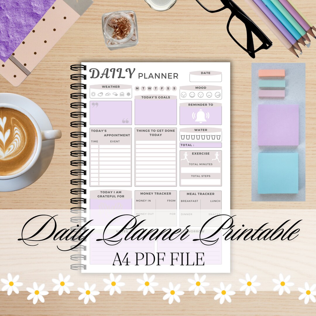 Purple Daily Planner Printable - Etsy