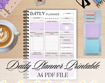 Cute Purple Digital Planner, Printable Daily and Weekly Planner, Purple ...