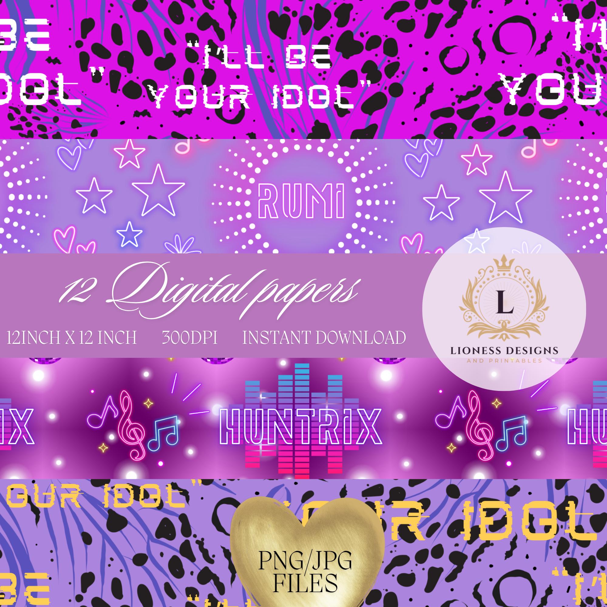 Kpop Demon Hunters Digital Paper Huntrix Seamless Used for Wallpaper ...