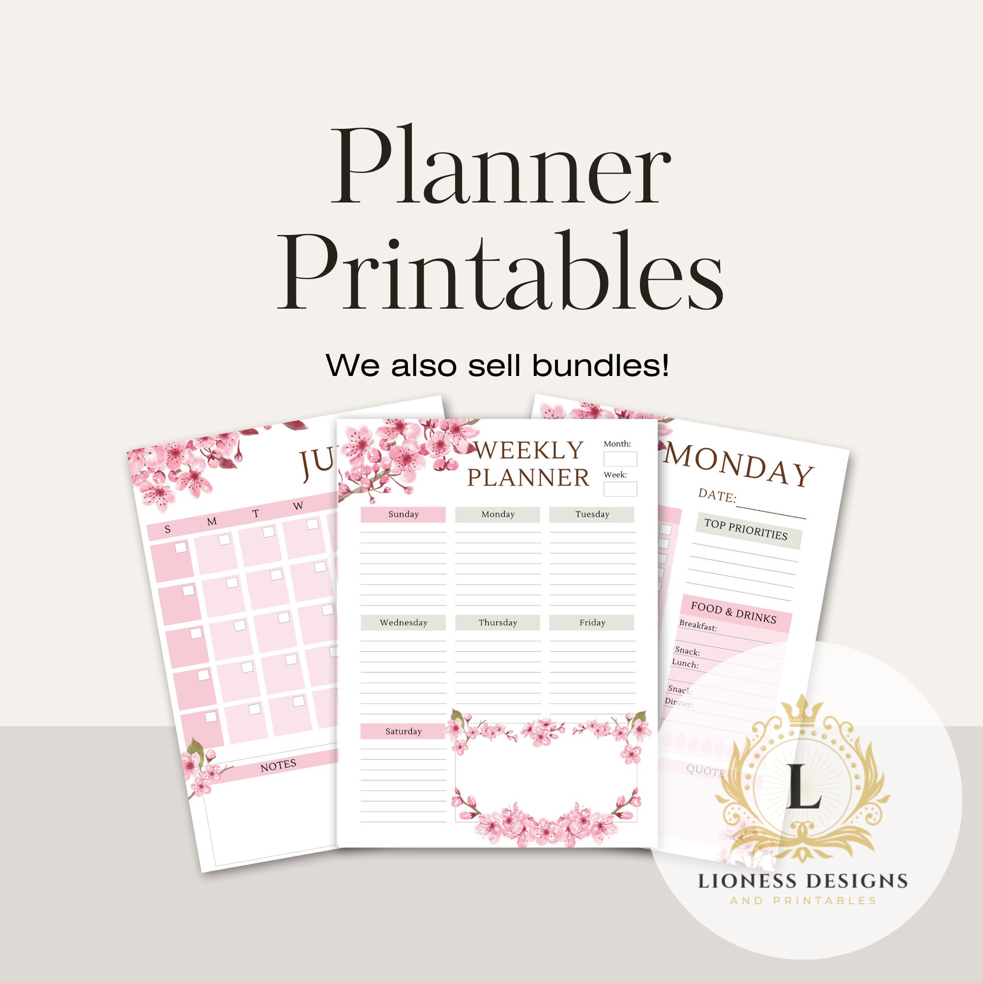 Cherry Blossom Weekly Planner Printable - Etsy
