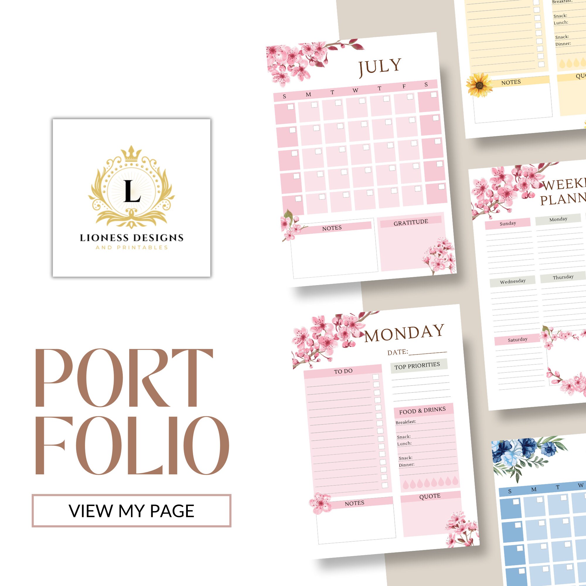 Cherry Blossom Monthly Planner Printable - Etsy