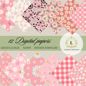 Pink Daisy Seamless Digital Paper Pattern - Daisy Floral Pattern for ...